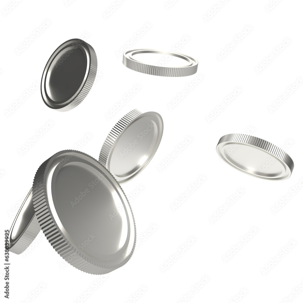 The silver coins png image 3d rendering Stock Illustration | Adobe Stock