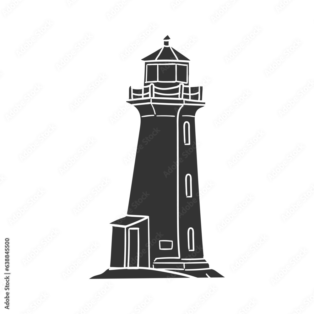 Lighthouse Icon Silhouette Illustration. Nautical Buildings Vector ...