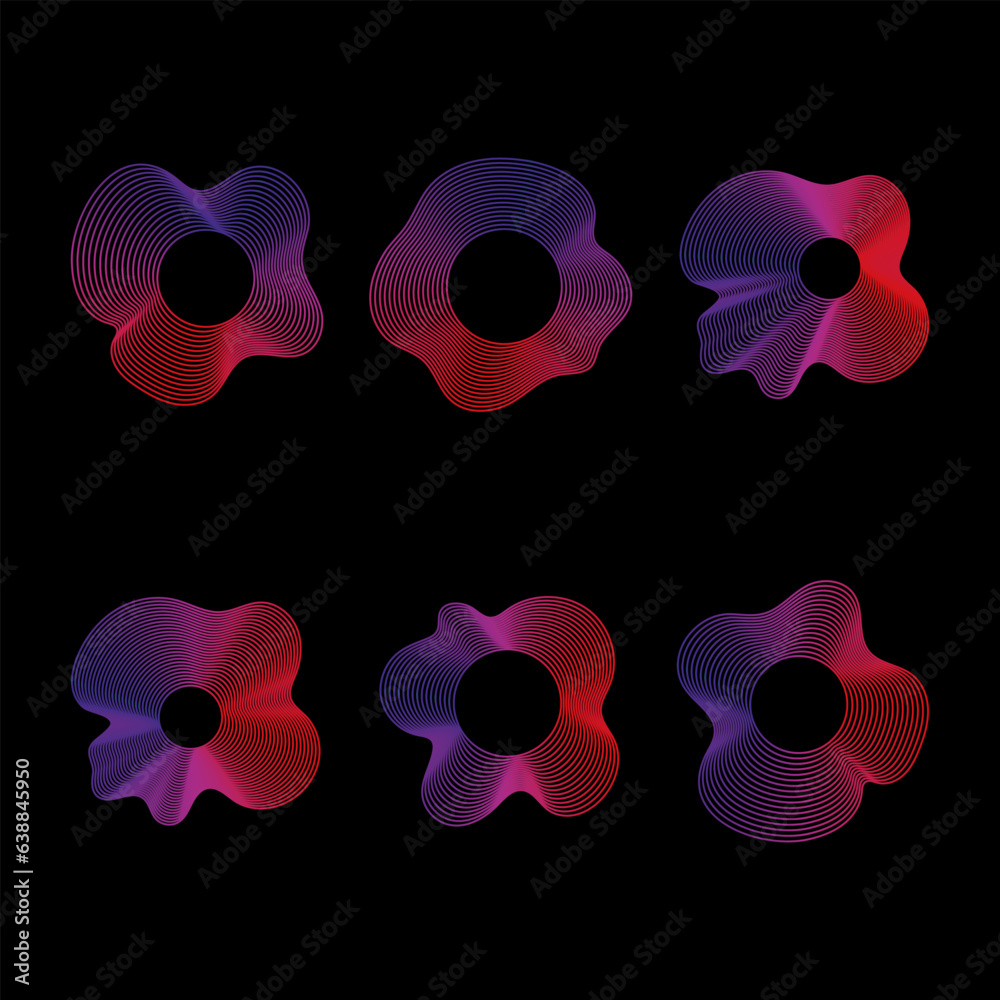 Set Circle of sound waves. Neon round music sound wave for equalizer ...