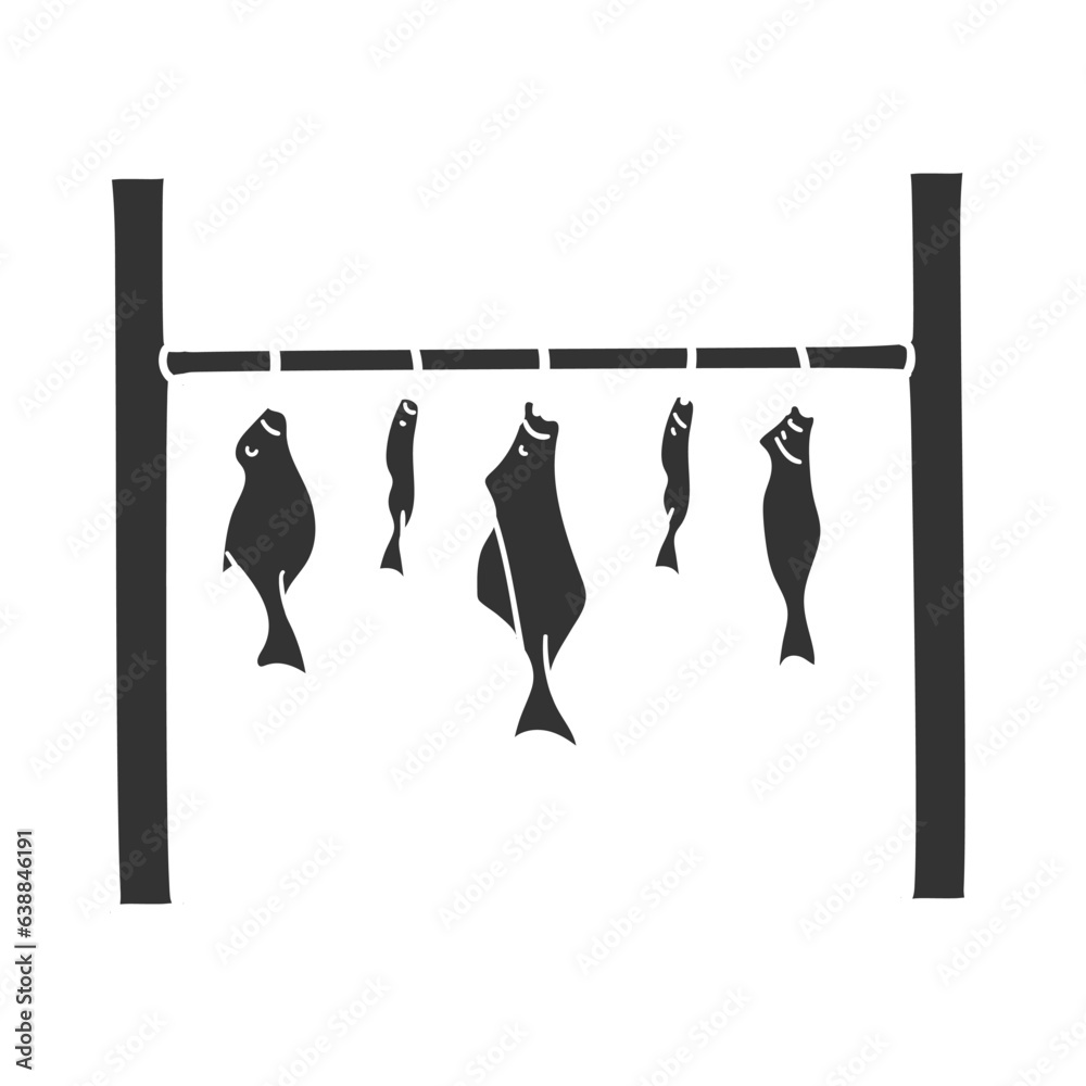 Fish Dryer Icon Silhouette Illustration. Traditional Conservation ...