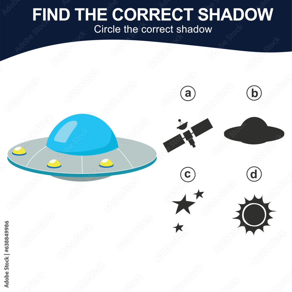 Find the correct shadow of an ufo, space theme. Matching the image with ...