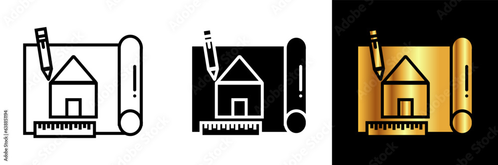 Blueprint Icon, an icon representing a blueprint, symbolizing planning ...