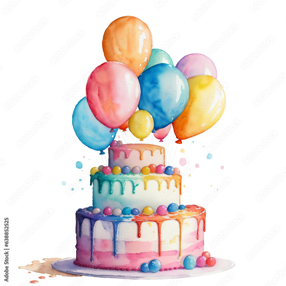 Watercolor Birthday Party Clipart, Graphics, PNG Transparent Background ...