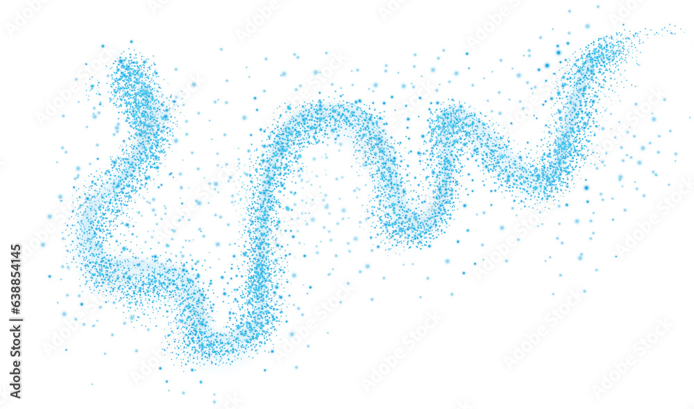 Blue scattering of small particles of sugar crystals, flying salt, top ...