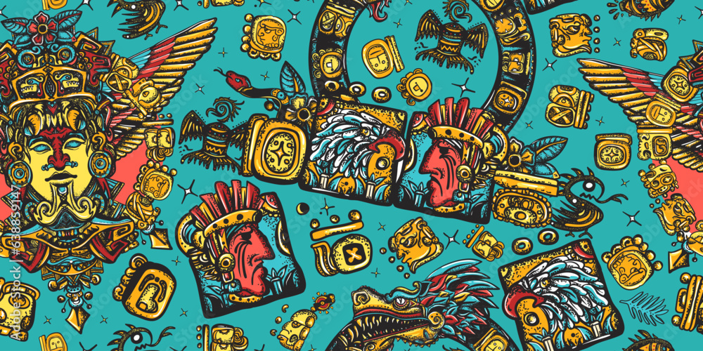 Mayan pattern. Ancient mexican civilization. Aztec, inca background ...