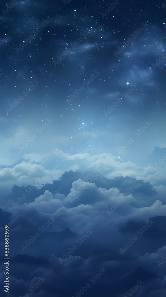 Dark deep blue gradient night mystical moonlight with fluffy magical ...