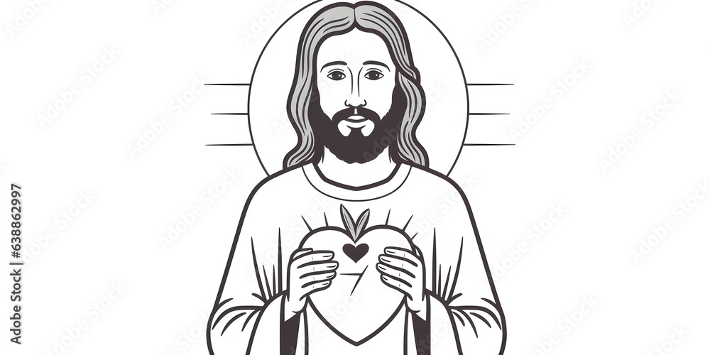 pencile drawing of Divine Mercy Of Jesus Christ, Illustration ...