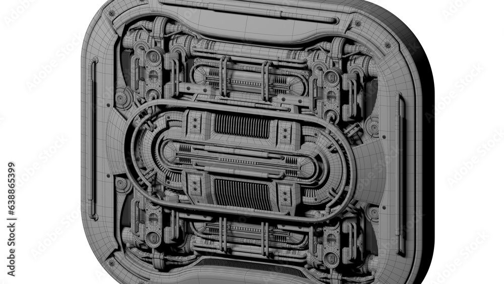 Detailed cyber mechanisms or robotic engine props and futuristic energy ...