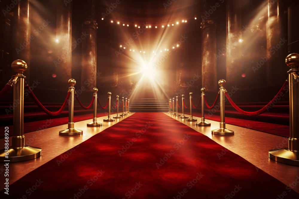 Red Carpet Roll-Out at Glamorous Movie Premiere Background Stock Photo ...