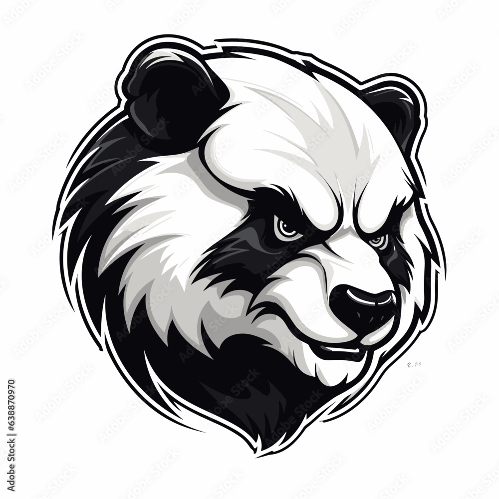 Esport panda vector logo on white background side view, panda icon ...