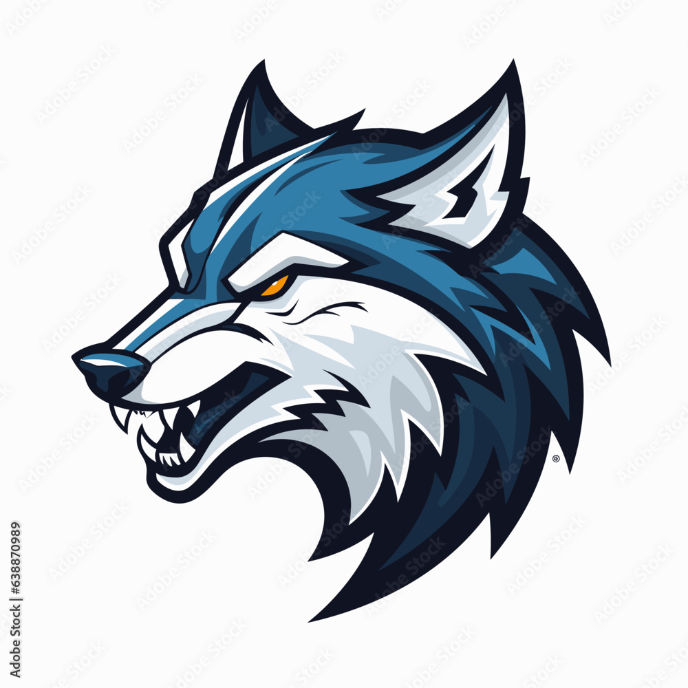 Esport wolf vector logo on white background side view, wolf icon, wolf ...