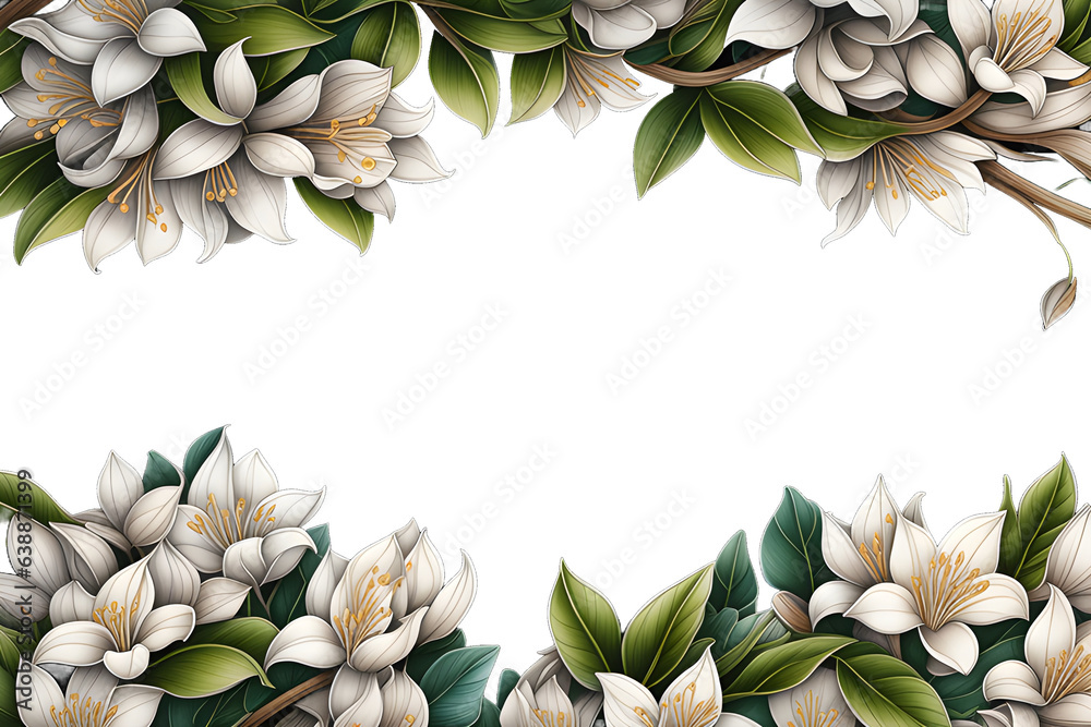 Flower border frame isolated on transparent background Stock ...