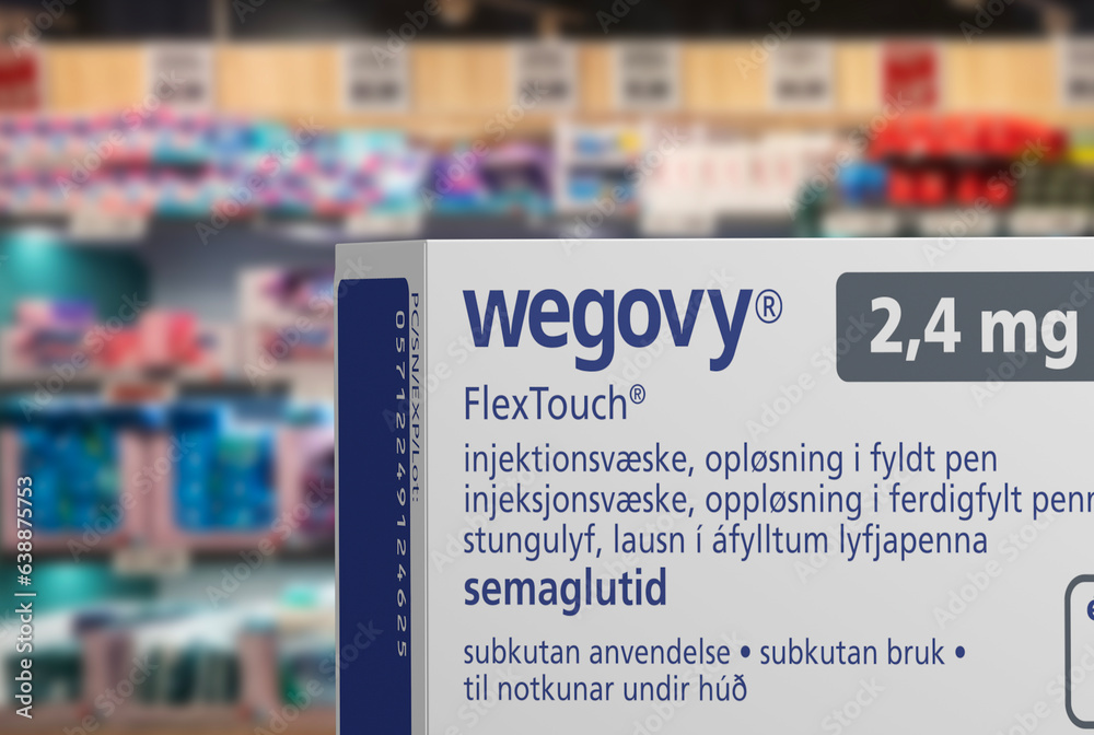 Packaging box of Wegovy (semaglutide) injectable prescription ...