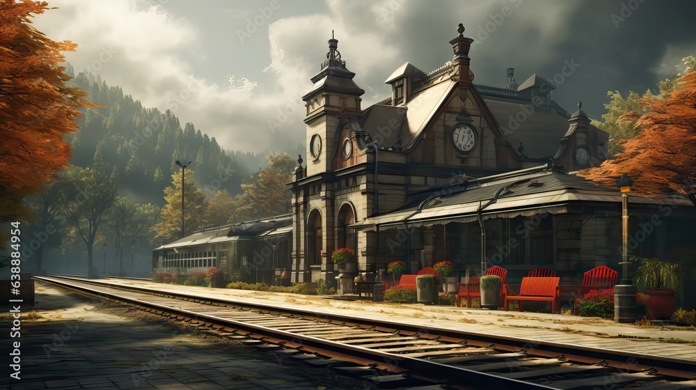 A historical train station, built between the years 1800 and 1900, that ...