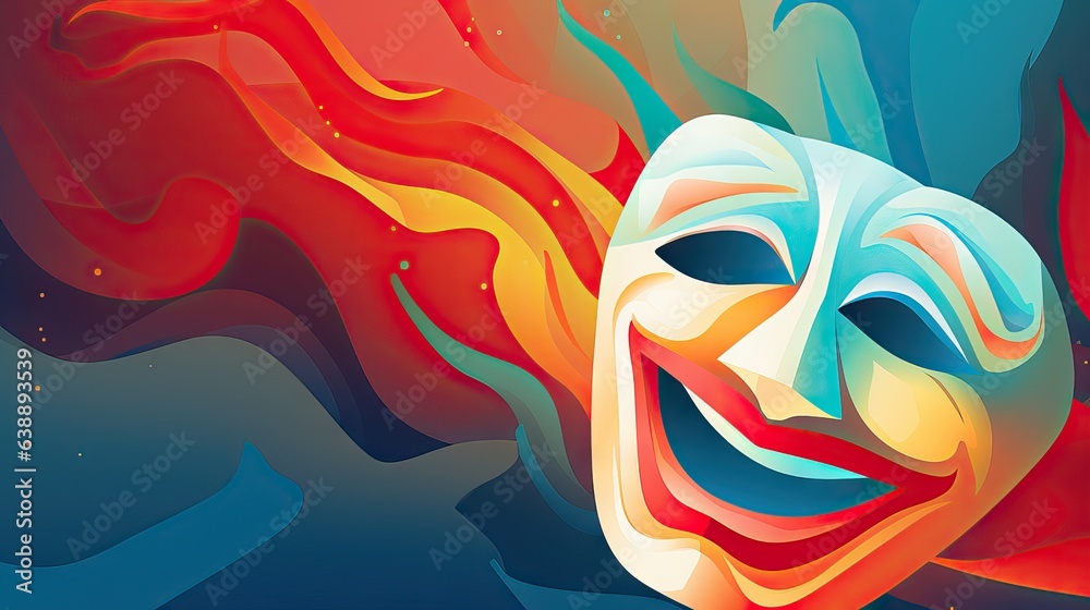 a theater mask showcasing contrasting expressions of surprise and anger ...