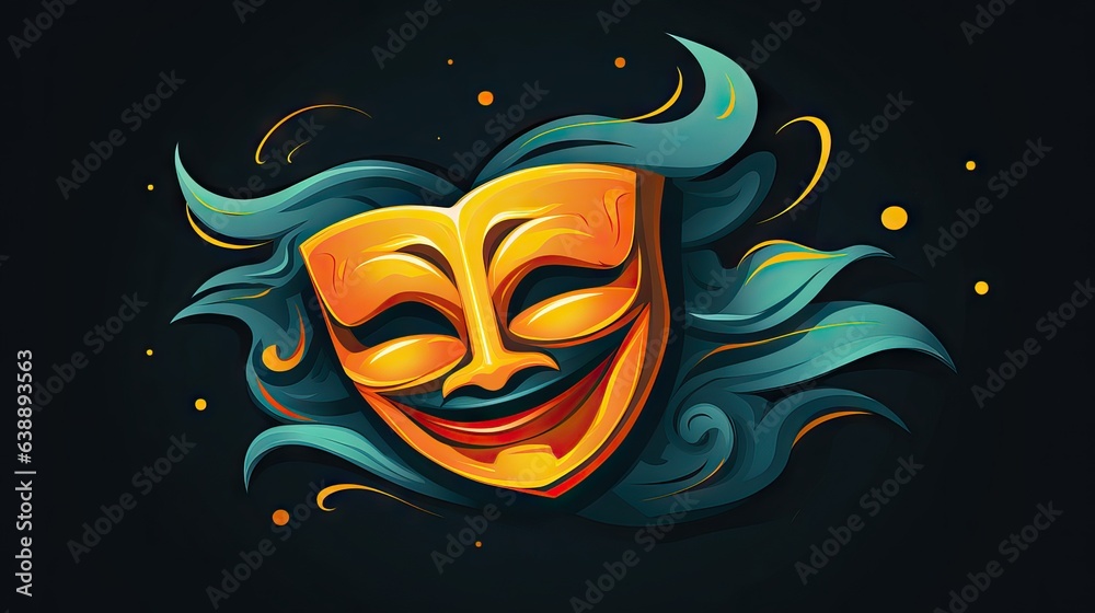 a theater mask showcasing contrasting expressions of surprise and anger ...