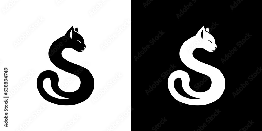 Cat in letter S shape logo template vector symbol, Cat S shape logo ...
