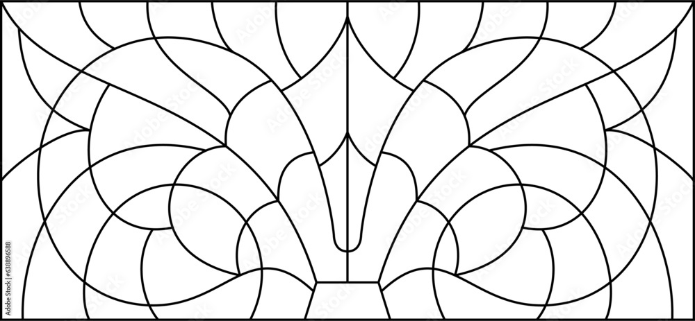 Vector sketch of a stained glass window. Pattern for iron railing and ...