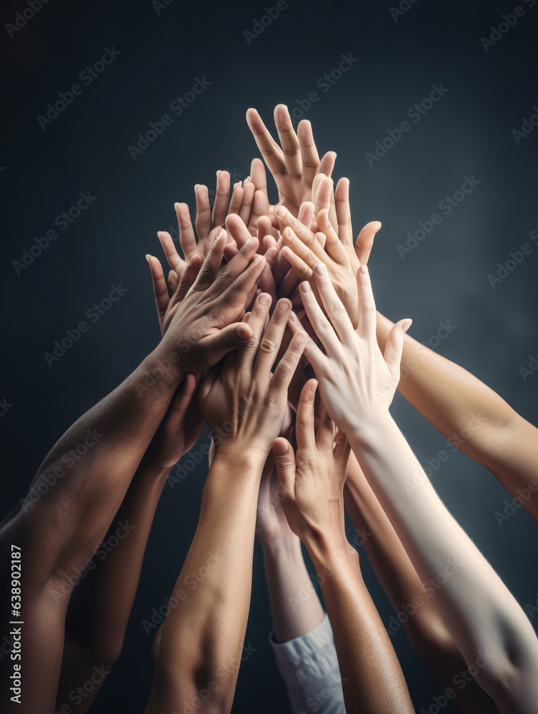 People coming together concept with arms reaching up, Generative AI ...
