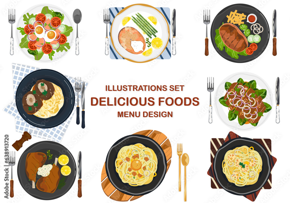 Isolated food icon vector illustration of top view delicious food on ...