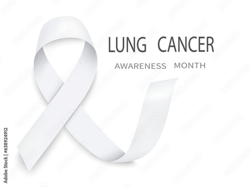 Lung cancer awareness white ribbon vector illustration isolated on ...