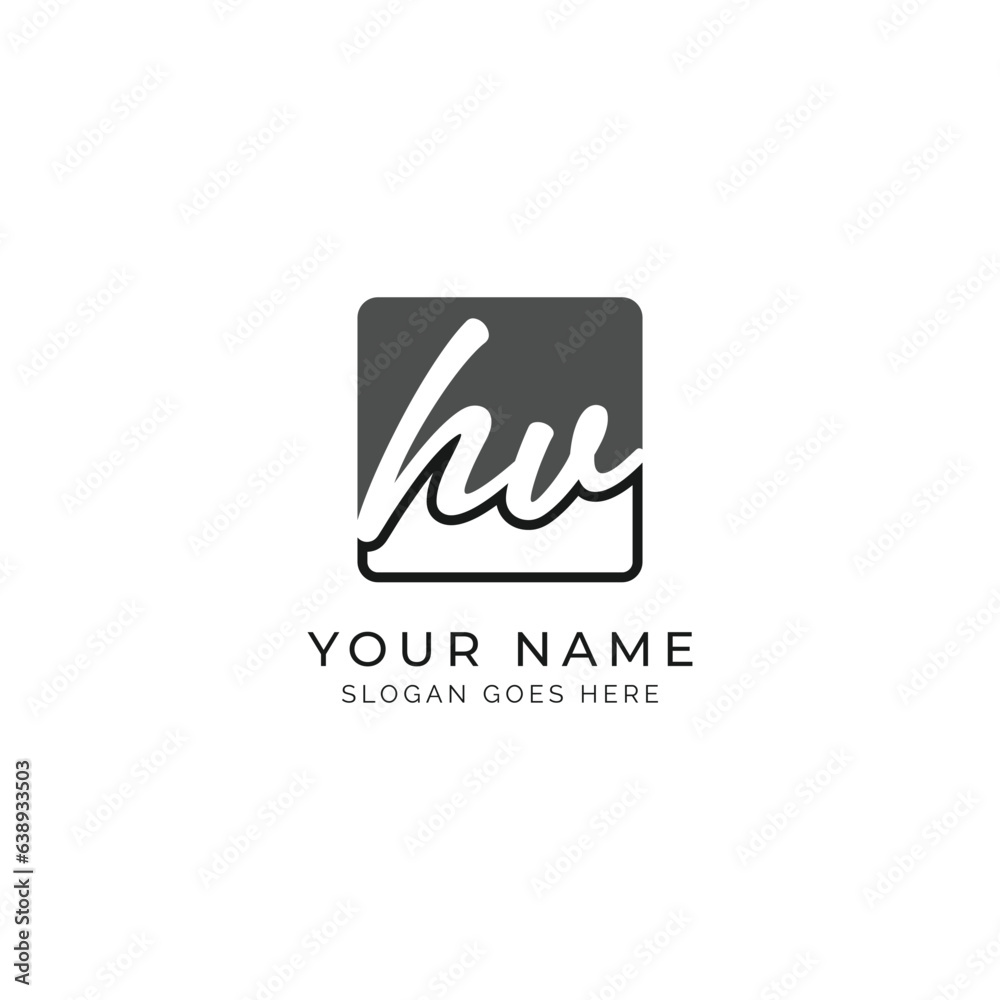 H, V, HV Initial letter handwritten and signature vector image template ...