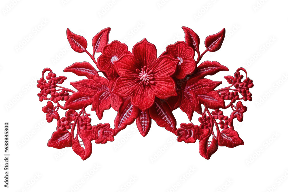 Embroidered lace on a transparent background. Flower embroidery for ...