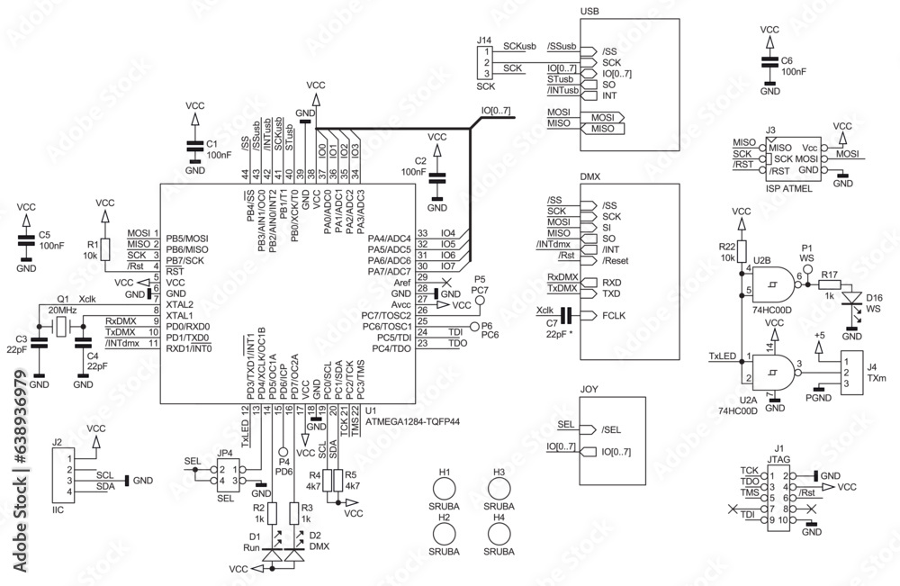 Technical schematic diagram of electronic device. Vector drawing ...
