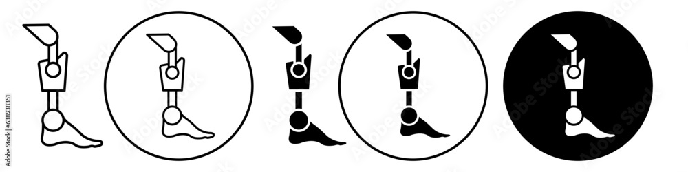 Prosthetic leg icon. Artificial or prosthesis arm or foot symbol ...