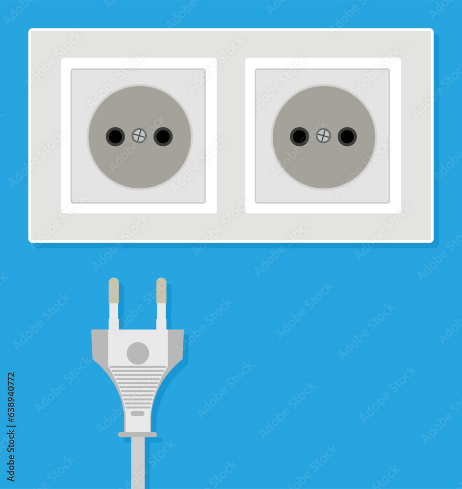 Póster vector electrical plug and electric wall socket – Cuadro para ...