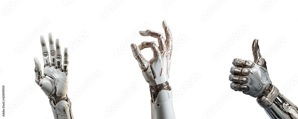 Collection of robot hand gesture isolated on transparent background ...