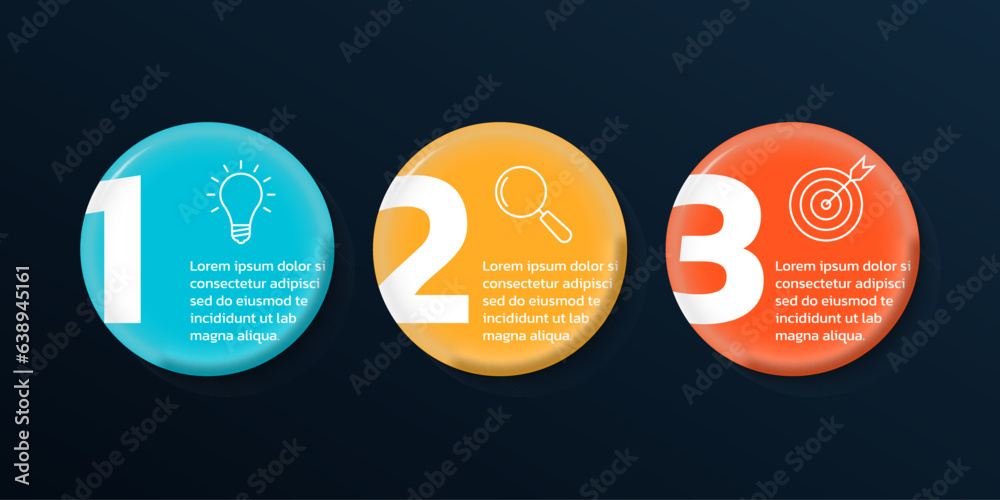3 step infographic template. Process diagram, business presentation ...