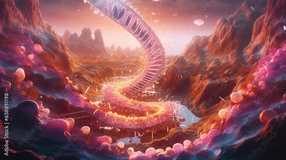 dna is melting into a pool of universal creation in.Generative AI Stock ...