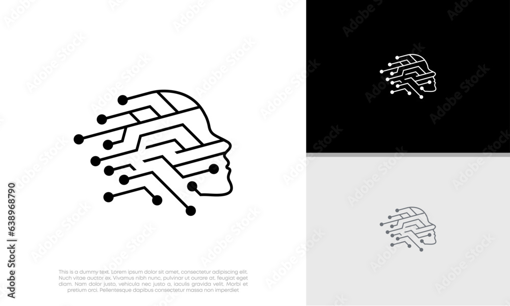 Abstract artificial intelligence logo. Innovative high tech logo ...