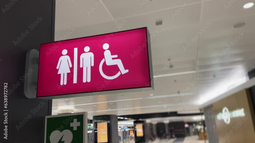 Toilet restroom sign form male, female and disabilities on airport ...