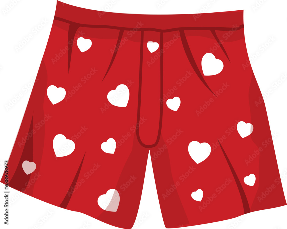 Red men underpants boxers with white hearts pattern for romantic ...