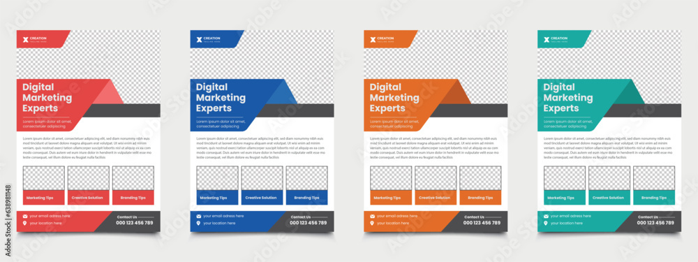 Corporate business flyer template design set, a bundle of 4 templates ...