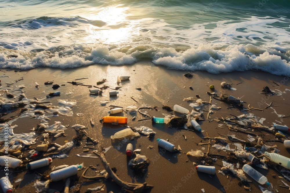 Beaches overwhelmed by plastic waste. Images depicting the alarming ...