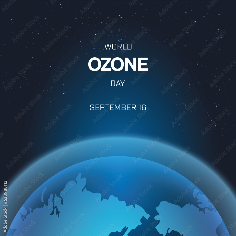 World Ozone Day design with an earth globe surrounded by ozone layer. It is also known as ...