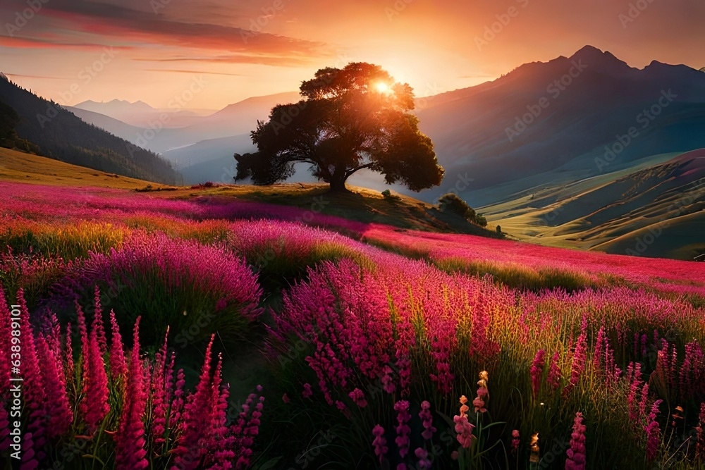 elegance wildflowers, beautifully color-graded forest Stock ...