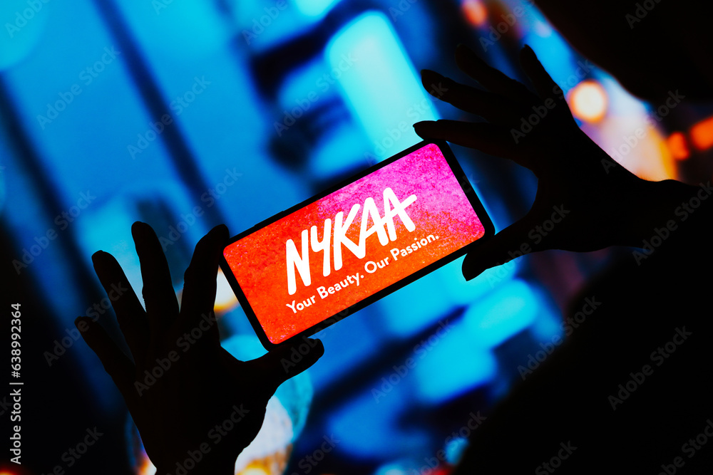 August 24, 2023, Brazil. In this photo illustration, the Nykaa logo ...