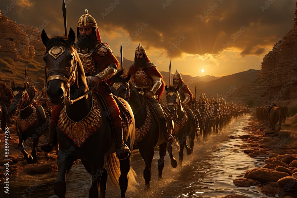 Ancient Egyptian warriors and cavalry fighting the Hittites on the ...