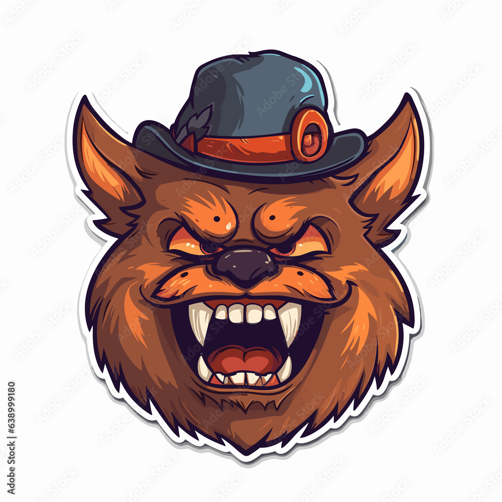 Funny Bear, Evil Bear, Streetwear Bear, Halloween Bear, Sticker, Vector ...