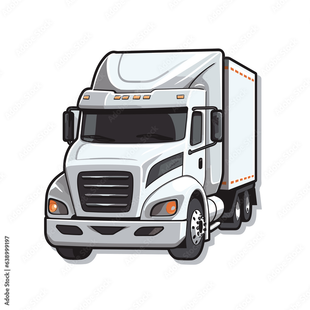 Semi Truck, Trucker Icon, Cartoon Character, Clipart, Vector, 2D ...