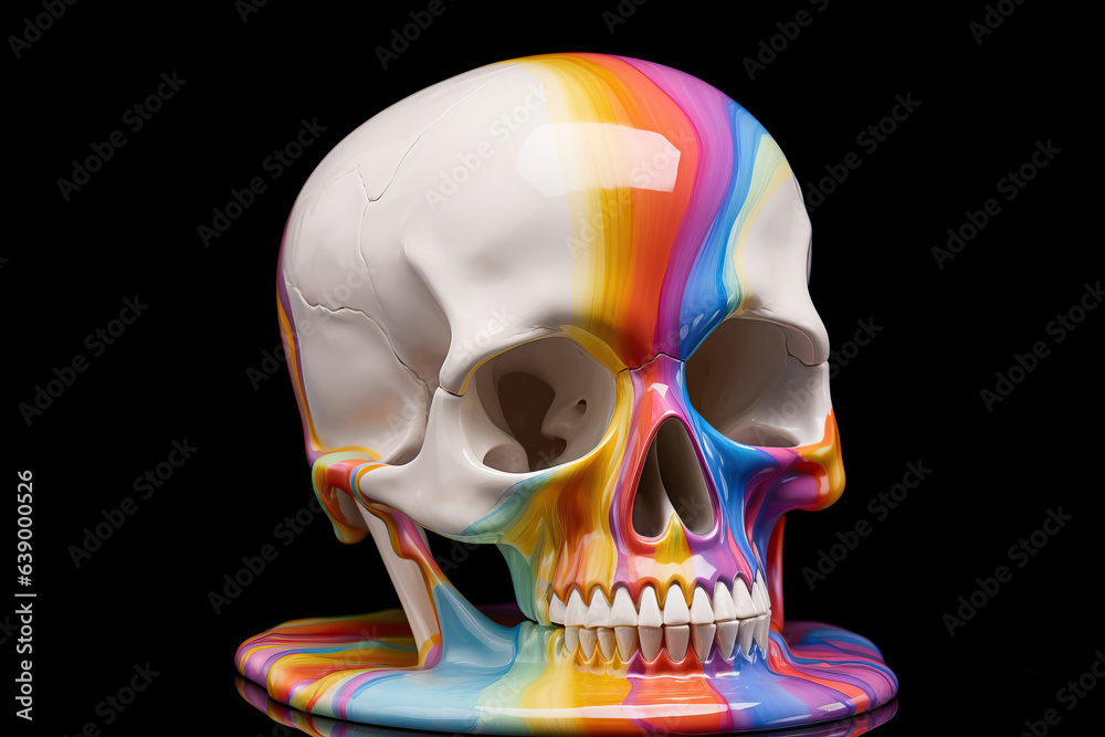 Skull with vivid paint. Spooky concept. Halloween or Santa Muerte ...