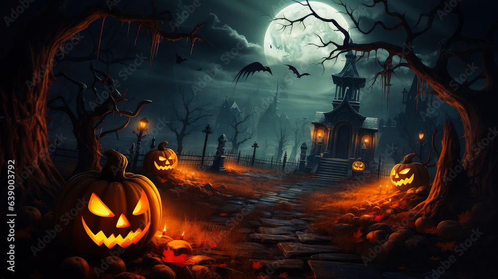 Spooky Halloween background or wallpaper design for posters, invitation ...