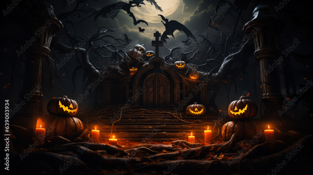 Spooky Halloween background or wallpaper design for posters, invitation ...