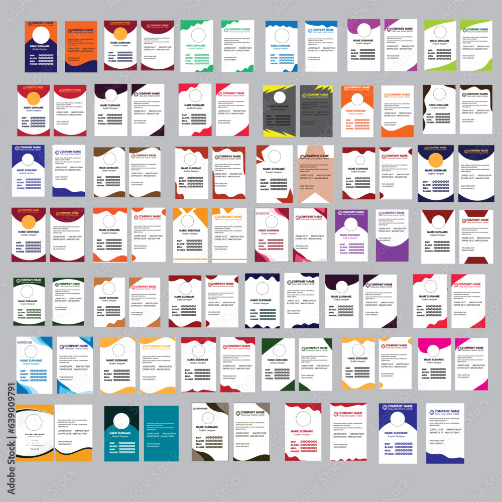 Corporate identity card template collection with photo placeholders ...