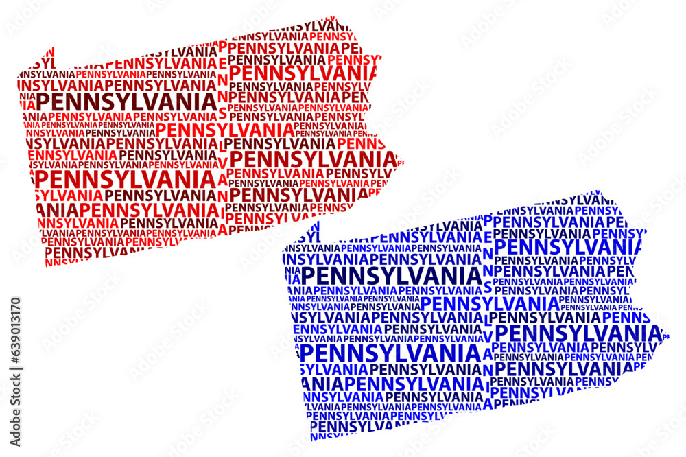 Sketch Pennsylvania (United States of America) letter text map ...
