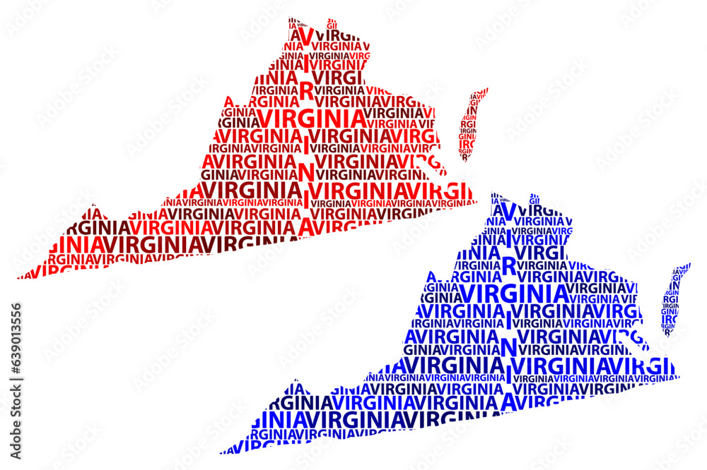 Sketch Virginia (United States of America) letter text map, Virginia ...